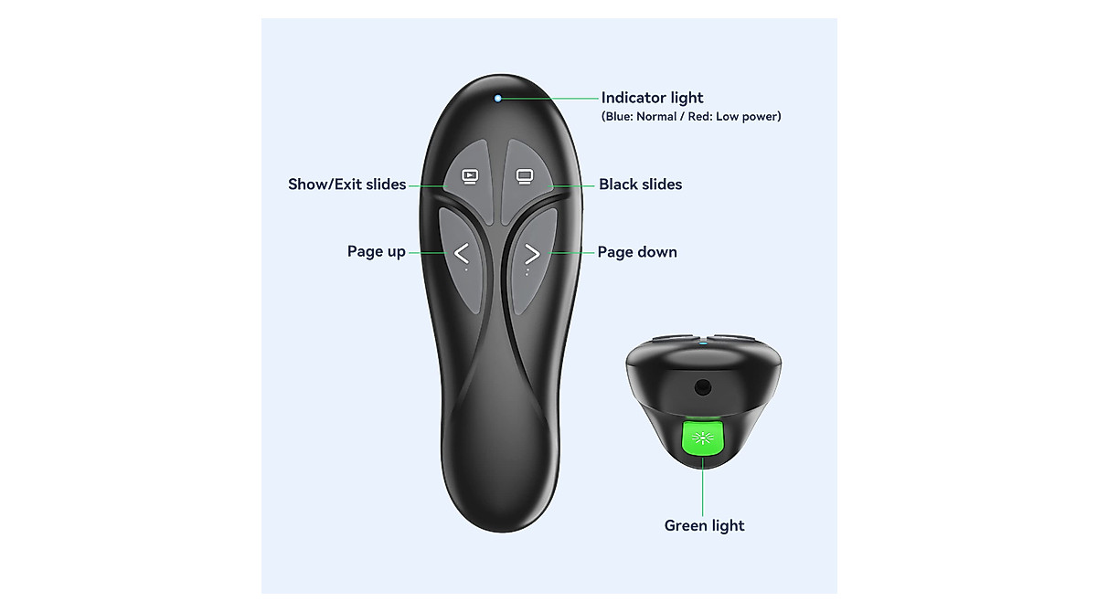 Wireless Presentation Clicker with Laser Pointer - PowerPoint Remote