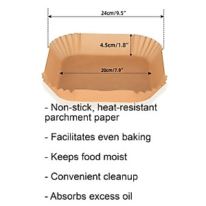 Generic Air Fryer Liners 100 PCS, Premium Parchment Paper for 5-7 Qt Air Fryer Baskets, Oven Safe up to 450°F, Greaseproof & Non-Stick, Easy Cleanup, Multi-Use, unbleached