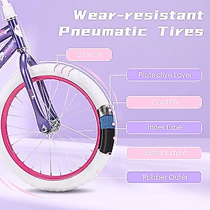 GIVIMO Kids Bike, 18 Inch Toddlers Bike with Removable Training Wheels, Adjustable Seat and Handlebar, Children's Bicycle for Girls Age 3-8 Years Old (18 Inch, Purple/White)