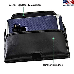 Turtleback Holster Compatible with Samsung Galaxy S10+ Plus S9+ S8+ A30 A20 A50 Black Belt Case Leather Pouch with Executive Belt Clip Horizontal Made in USA
