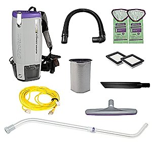 ProTeam Super Coach Pro 10 Backpack Vacuum Commercial with Telescoping Wand Tool Kit, 10 Quart, Corded, 107303