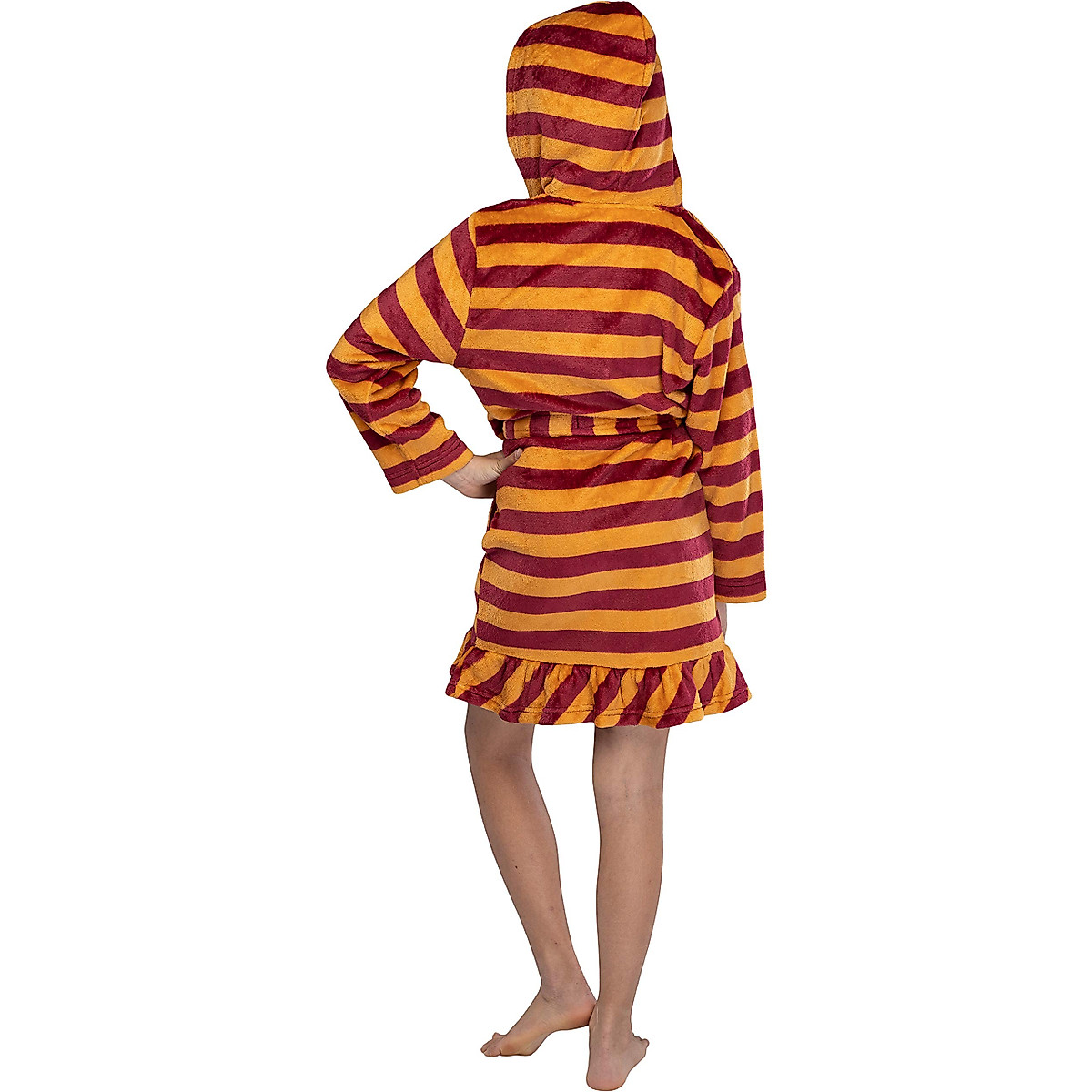 Harry Potter Girls' Gryffindor Striped Ruffle Plush Fleece Robe (10/12)