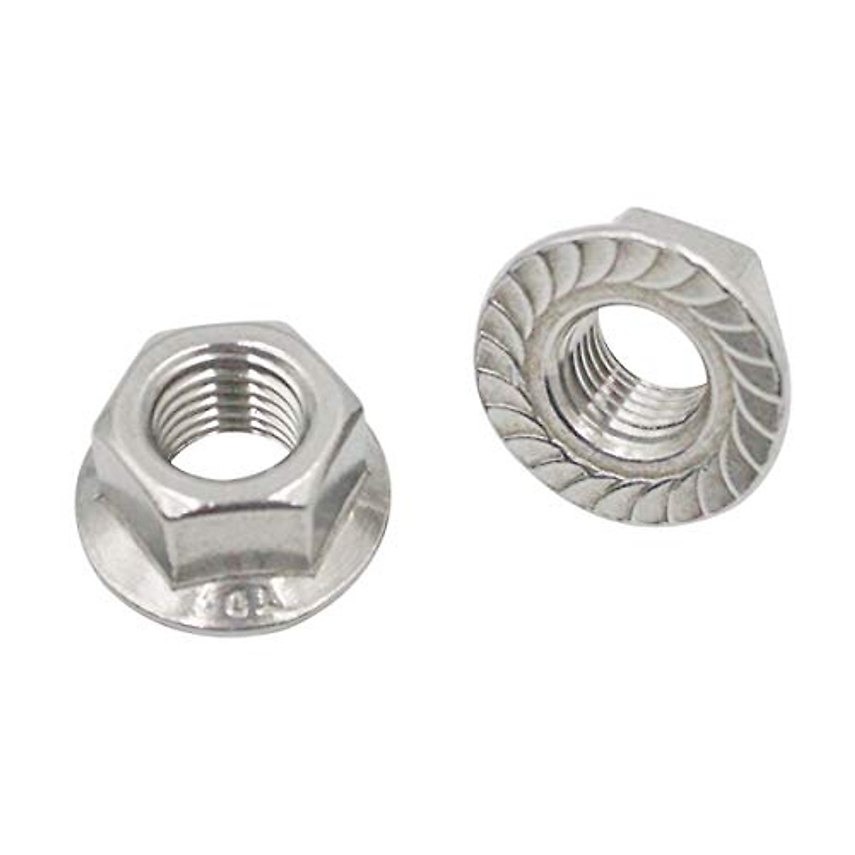 L-A M6-1.0 x 45mm Flanged Hex Head Bolts Hexagon Screws, Serrated Flange Hex Lock Nut, Fully Threaded, 304 Stainless Steel A2-70（10 Set）