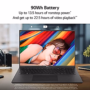 LG gram (2022) 16Z90Q Ultra Lightweight Laptop, 16" (2560 x 1600) IPS Display, Intel i7 1260P CPU, NVIDIA RTX2050 GPU, 32GB RAM, 2TB NVMe SSD, FHD Webcam, WiFi 6E, Thunderbolt 4, Windows 11 Pro, Black