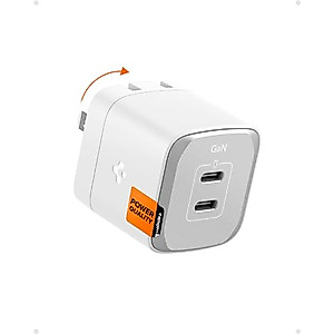 Spigen GaN III 352 35W 2 Ports Compact Foldable Dual USB C Wall Charger PD PPS Fast Charging Block Adapter for iPhone 15 Plus Pro Max 14 13 12 Mini iPad Air AirPods Galaxy S24 S23 S22 S21 Pixel 8 Fold
