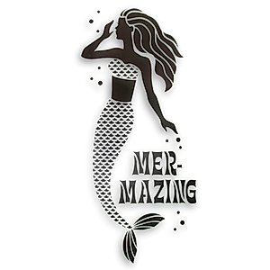 Craft Supply Mermaid Stencil - Adhesive Laser-Cut Reusable Stencil - 12.25 Inches, White