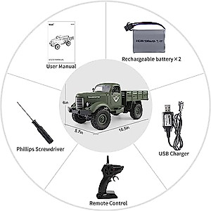 JJRC Rc Cars Rc Trucks Military Off-Road Crawler Rc Trucks, 1:16 Scale 6WD 2.4Ghz Remote Control Trucks Army Cars Toys for Boys Adults and Kids