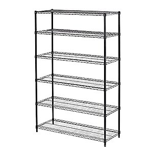 Alera NSF Certified 6-Shelf Wire Shelving Kit, 48w x 18d x 72h, Black Anthracite