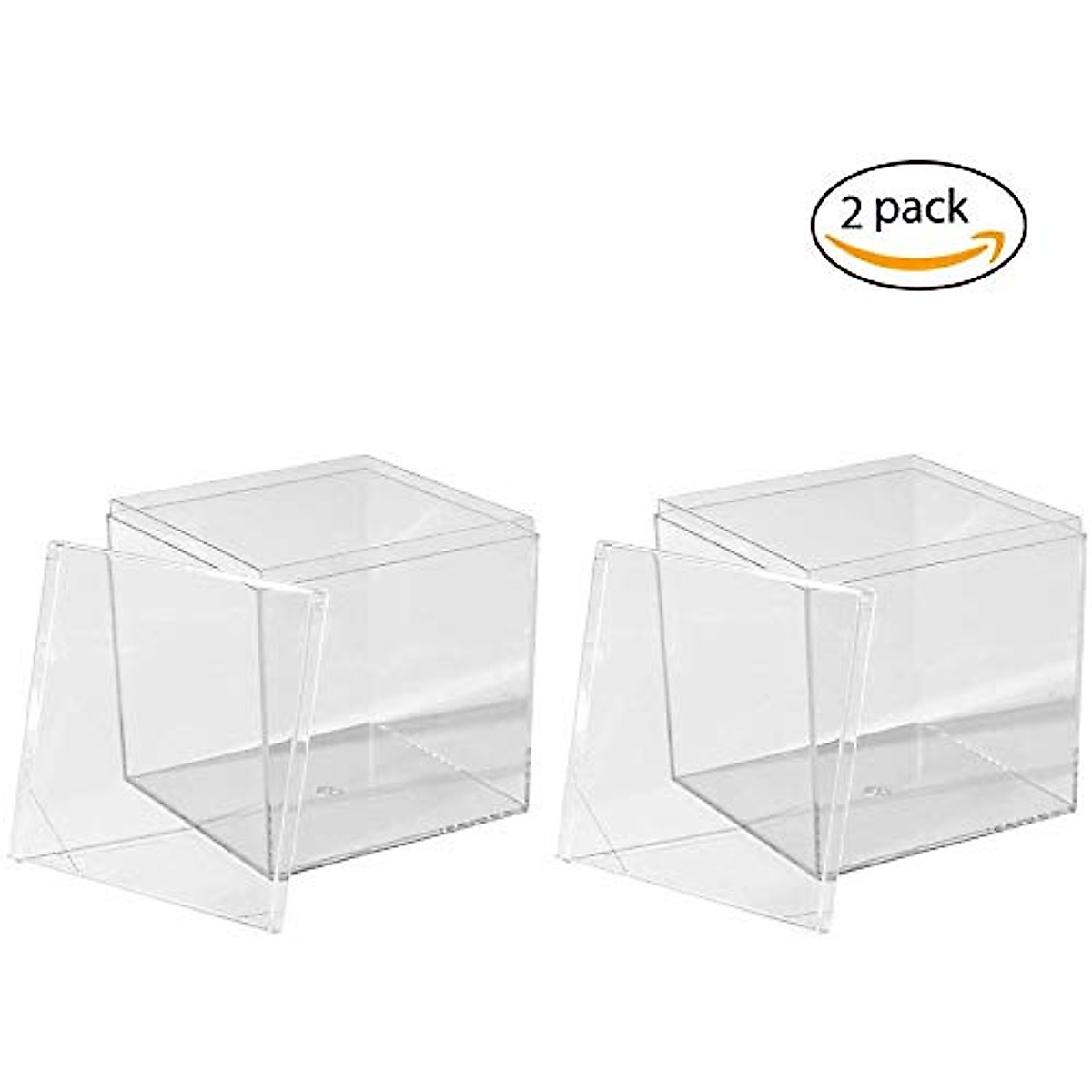 Hammont Clear Acrylic Boxes - 2 Pack - 4''x4''x4'' - Small Cube Lucite Boxes for Gifts, Weddings, Party Favors, Treats, Candies & Accessories, Plastic Storage Boxes