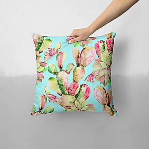 iiRov Watercolor Cactus Succulent Bloom V3 - Custom Decorative Home Decor Indoor or Outdoor Throw Pillow Cover Plus Cushion Set for Sofa, Bed or Couch (Pillow CASE Cover Plus Cushion)