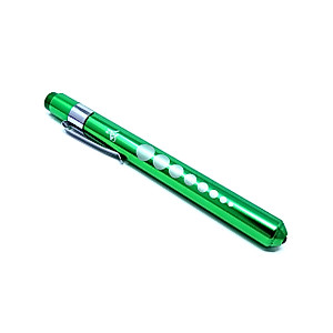 Penlight Reusable Medical Aluminum LED Pen Light with Pupil Gauge for Nurses Doctors Students with Pocket Clip (Green)