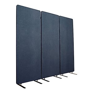 Stand Up Desk Store ReFocus Freestanding Noise Reducing Acoustic Room Wall Divider Office Partition (Midnight Blue, 72" x 66", Zippered 3-Pack)