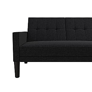 DHP Haven Small Space Sectional Sofa, Dark Gray Linen Futon,