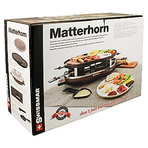 SwissMar KF-77068 8-Person Matterhorn Oval Raclette w/ Wood base, reversible cast aluminum Non-Stick grill plate