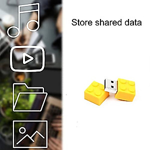 schicj133mm Memory Stick Portable High Speed USB2.0 Pen Drive Shockproof Building Block Design Yellow 16GB