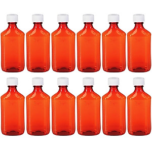 Sandhill Tools Premium Oval Plastic Liquid Medicine Bottles with Child Resistant Caps 8 Oz, Pharmacy Leak Proof Travel Containers for liquids and Lotions (12 Pack)