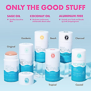 Kopari Aluminum Free Coconut Deodorant, Non Toxic & Clean Plant-Based, No Aluminum, Parabens or Baking Soda, Long Lasting Protection, Beach 2 Pack