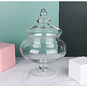 Livejun Glass Apothecary Jars Clear candy Buffet Display Small Elegant Storage Jars Decorative cookies Storage Clear Glass Canisters for Kitchen Wedding Party Set of 2