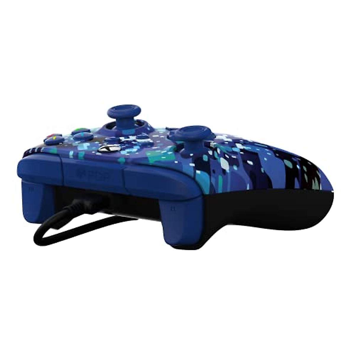 PDP Gaming REMATCH Enhanced Wired Controller Licensed for Xbox Series X|S/Xbox One/PC/Windows, Mappable Back Buttons, Advanced Customizable App - Digital Glitch Blue
