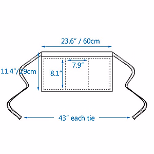 BOHARERS Waist Apron with 3 Pockets - Black Waitress Waiter Server Short Aprons