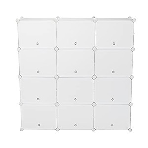 WEI WEI GLOBAL 8-Tier Portable Shoe Rack 48 Pairs Shoe Storage Plastic Organizer Cabinet for Entryway Closet, White (24 Cube)