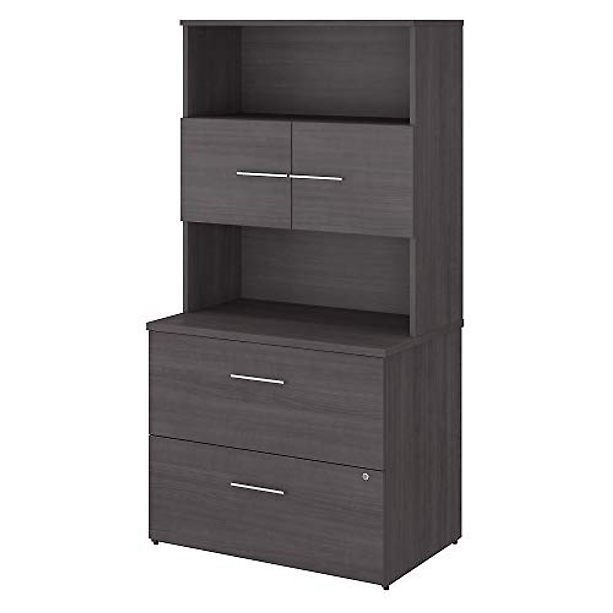 Bush Business Furniture Office 500 2 Drawer Lateral File Cabinet with Hutch, 36W, Storm Gray