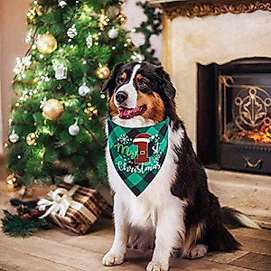 Dog Bandanas - 2 Pack | Christmas Classic Buffalo Plaid Pattern | Premium Durable Pure Cotton | Pets Scarf Triangle Bibs Kerchief Bandana | Adjustable Fit & Suitable Dogs Cats