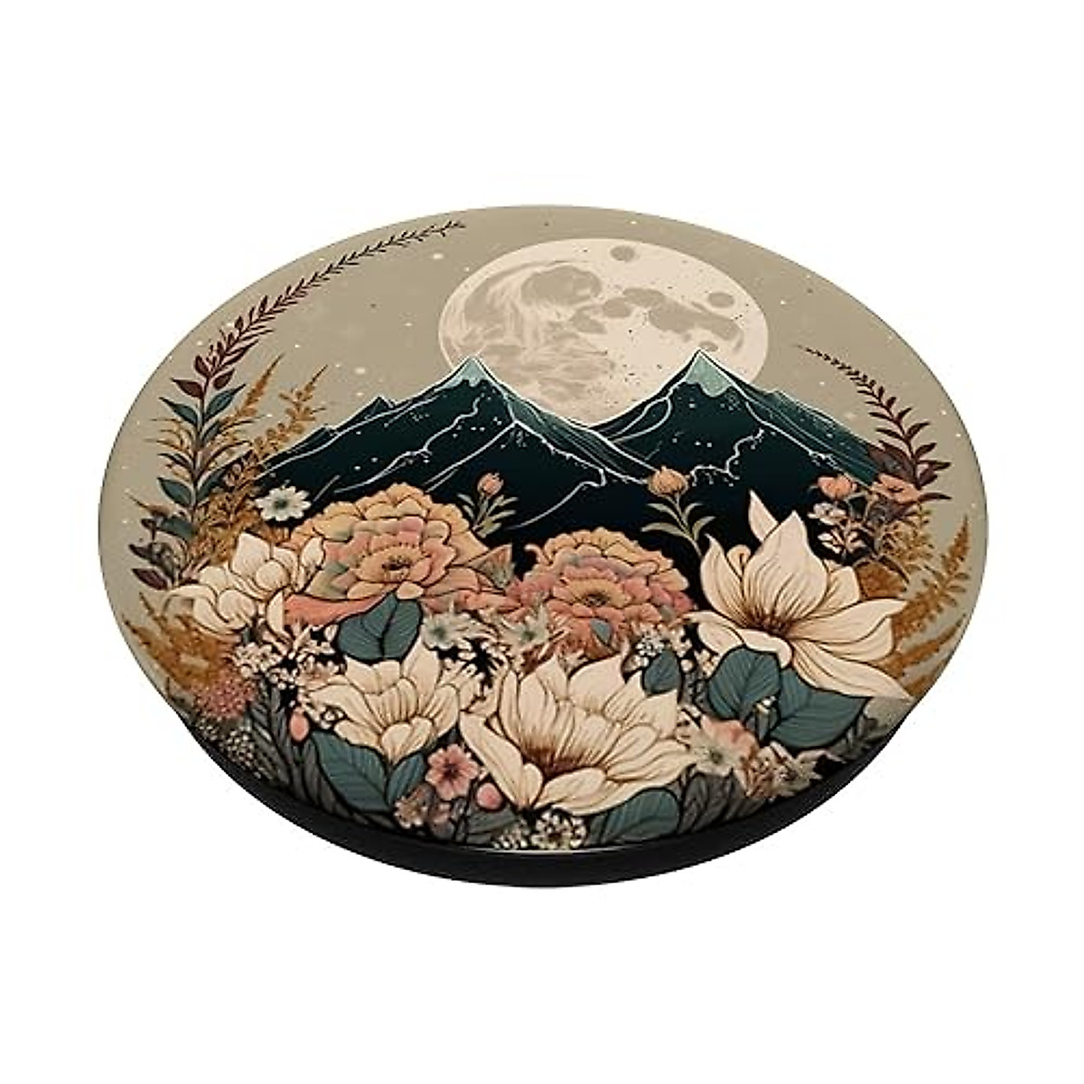Boho Mountain Moon Phases Floral Aesthetic Chic PopSockets Standard PopGrip