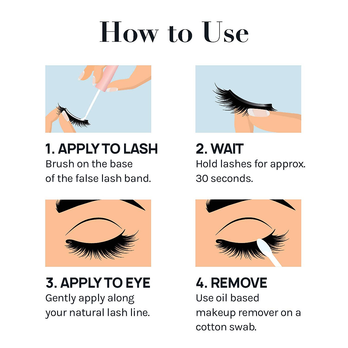 AOA Studio Eyelash Lash Glue Enhancers 4pcs Strip Lash Adhesive Strong Hold Water Proof Formula No Irritation Latex Free Long Lasing Quick Dry Eyelash adhesive 0.17oz Each (4 Pack) (Clear)