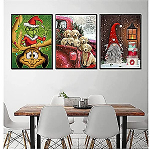 CEUHROG 9 Pack Christmas Diamond Painting Gnomes Kits for Adults Full Drill Round Santa Claus Diamond Art Gnomes Snowman Winter Diamond Painting Gnomes for Home Wall Decor 11.7"x15.8"