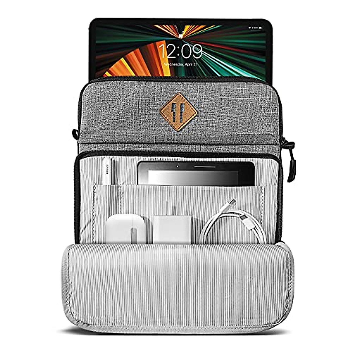 tomtoc Tablet Shoulder Sleeve Bag for 12.9-inch New iPad Pro (6th/5th/4th/3rd Gen) 2022-2018 with Magic Keyboard and Smart Keyboard Folio or Logitech Slim Folio Pro Case, Front Pocket for Accessories