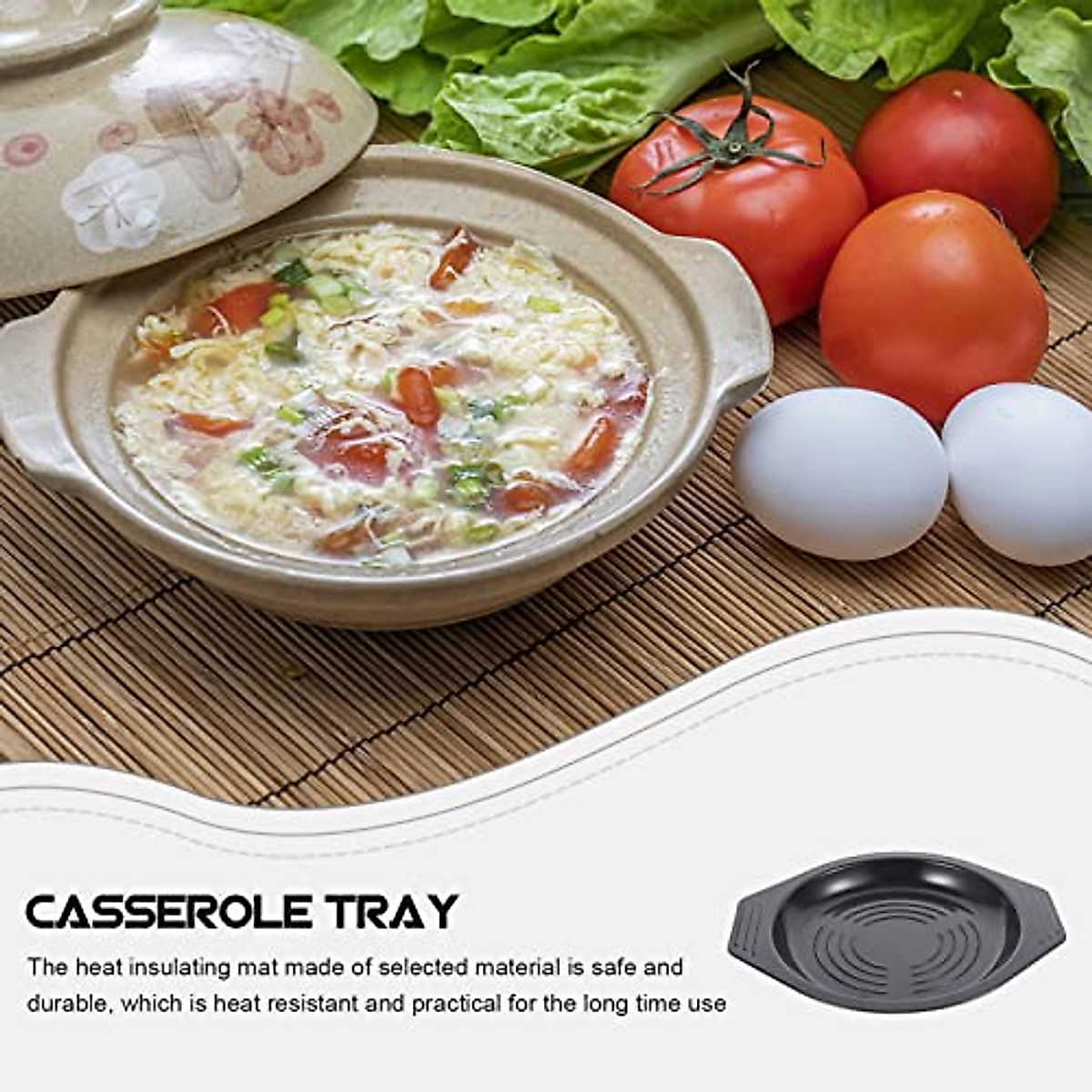 Home Decor Home Decoration 2Pcs Melamine Korean Cooking Stone Bowl Trivet Dolsot Ttukbaegi Stone Bowl Tray Hot Pot Mat for Bibimbap Korean Food and Soup 23.5X20X2.5CM Home Decor Plastic Tray