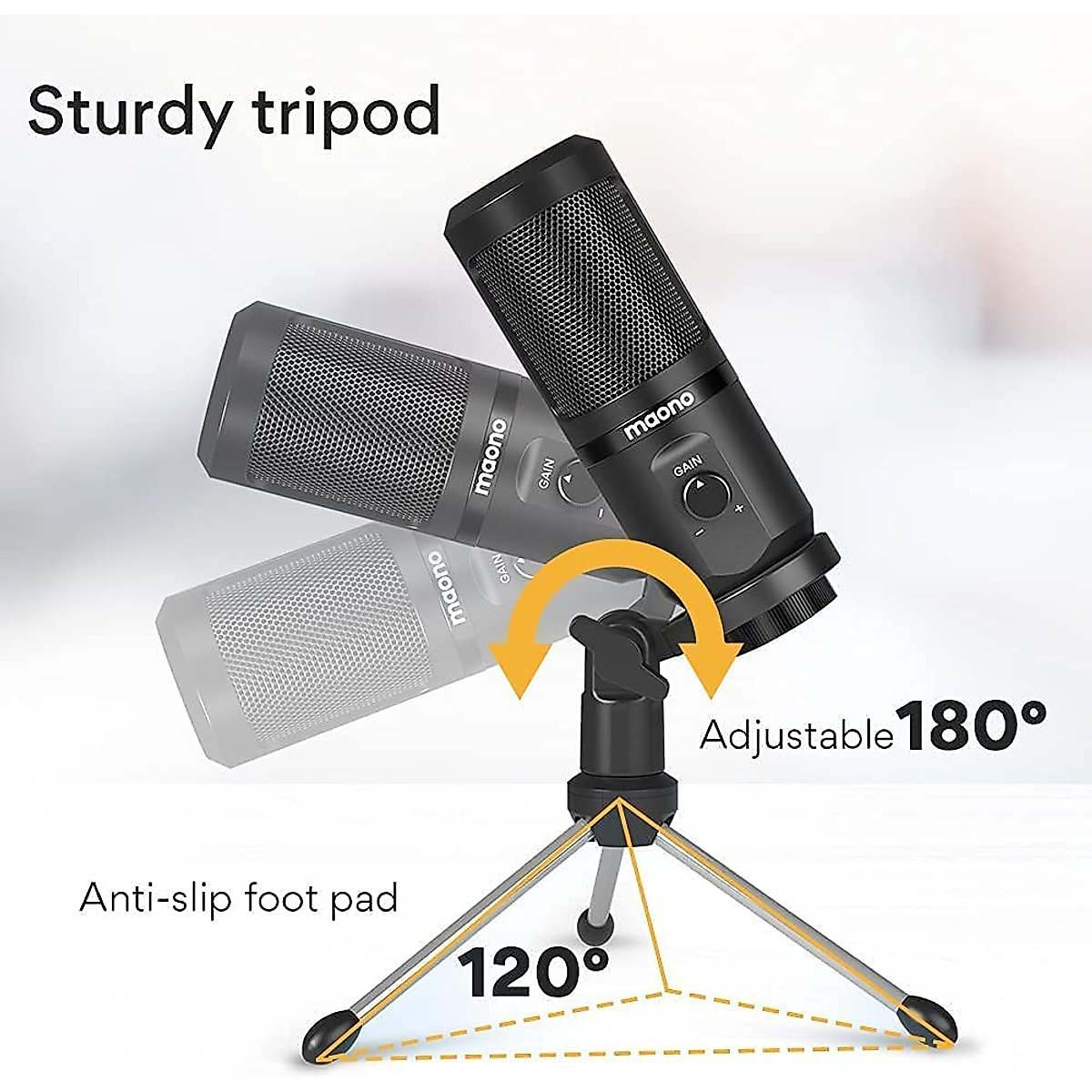 MAONO USB Gaming Microphone, PC Computer Condenser Mic with Gain for Recording, Podcasting, Streaming, YouTube, Twitch, Skype, Compatible with PS5 PS4 Mac Laptop Desktop (PM461TR)