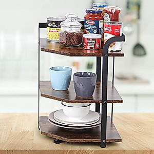 Counter Corner Shelf 3-Tier Kitchen Countertop Shelf Organizer, Industrial Organizer Racks and Storage Shelf for Living Room Office and Bathroom