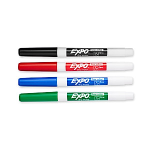EXPO 86074 Low-Odor Dry Erase Markers, Fine Point, Assorted Colors, 4-Count