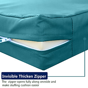 youngseahome Patio Seat Cushion Covers,Washable Slip Covers Replacement,Waterproof Outdoor Furniture Chair Cushion Pillow Seat Cover for Couch,Garden,Sofa,Teal,22"×22"×4"(4 Covers Only)