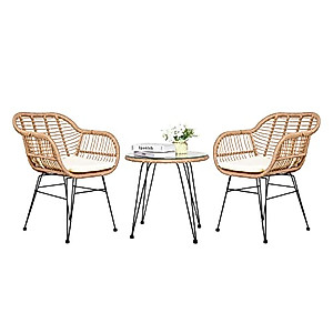PAOLFOX 3 Piece Patio Set,Outdoor Bistro Set,Balcony Furniture,Wicker Patio Chairs,Patio Furniture,Backyard Furniture,Front Porch Furniture,Outdoor Chairs Set of 2