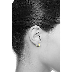 Wellingsale Ladies 14k Yellow Gold Polished 2mm Onyx Huggies Hoop Earrings (10mm Diameter)