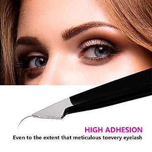 4 Pcs Eyebrow Tweezers Set, Stainless Steel Beauty Tools Eyebrow Tweezers, Precision Tweezers for Ingrown Hair, Splinter,Facial Hair, Blackhead and Tick Remover(Black)