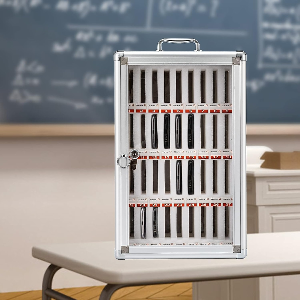 AiMaKoDo Phone Lock Box, Cell Phone Cabinet,36 Slot Aluminum Alloy Pocket Mobile Phone Safe Storage Cabinet, with Lock, Wall Mounted, Portable for Classroom, Office, Gym (36 Slot)