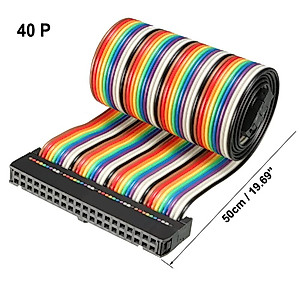 Tool parts IDC Rainbow Wire Flat Ribbon Cable 40 Pins 50cm Length 2.54mm Pitch Type-C