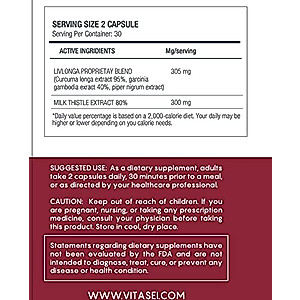 VITASEI Liver Cleanse Detox & Repair, Liver Complex W/Milk Thistle Extract, Garcinia, Curcumin C3, Support Herbal Dietary Supplement, Detox Formula for Women & Men, 60 Capsule (Pack of 2)