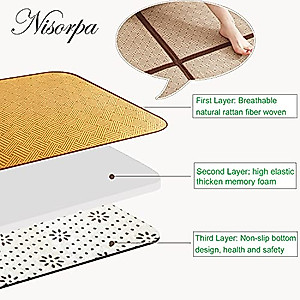 Nisorpa 71'' x 71'' Japanese Rug Tatami Rug Mat 0.47'' Thick Japanese Floor Mattress Rattan Non-Slip Breathable Memory Foam Area Rug Bedroom Sleeping Crawling Playmat Japanese Tatami Mat, Brown