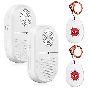 ChunHee Wireless Caregiver Pager Call Button Nurse Alert System Call Bell for Home/Elderly/Patient Emergency Vibration Pager 2 Transmitter+2 Receiver(800+Feet Operating Range)