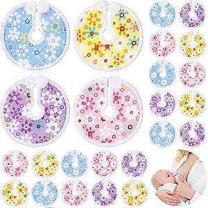 32 Pieces G Tube Pads Holder Cotton Pads for Feeding Support Abdominal G Tube Button Covers Reusable Feeding Tube Supplies Soft G Tube Covers for Breastfeeding Nursing Care, 4 Designs (Fresh Flower)