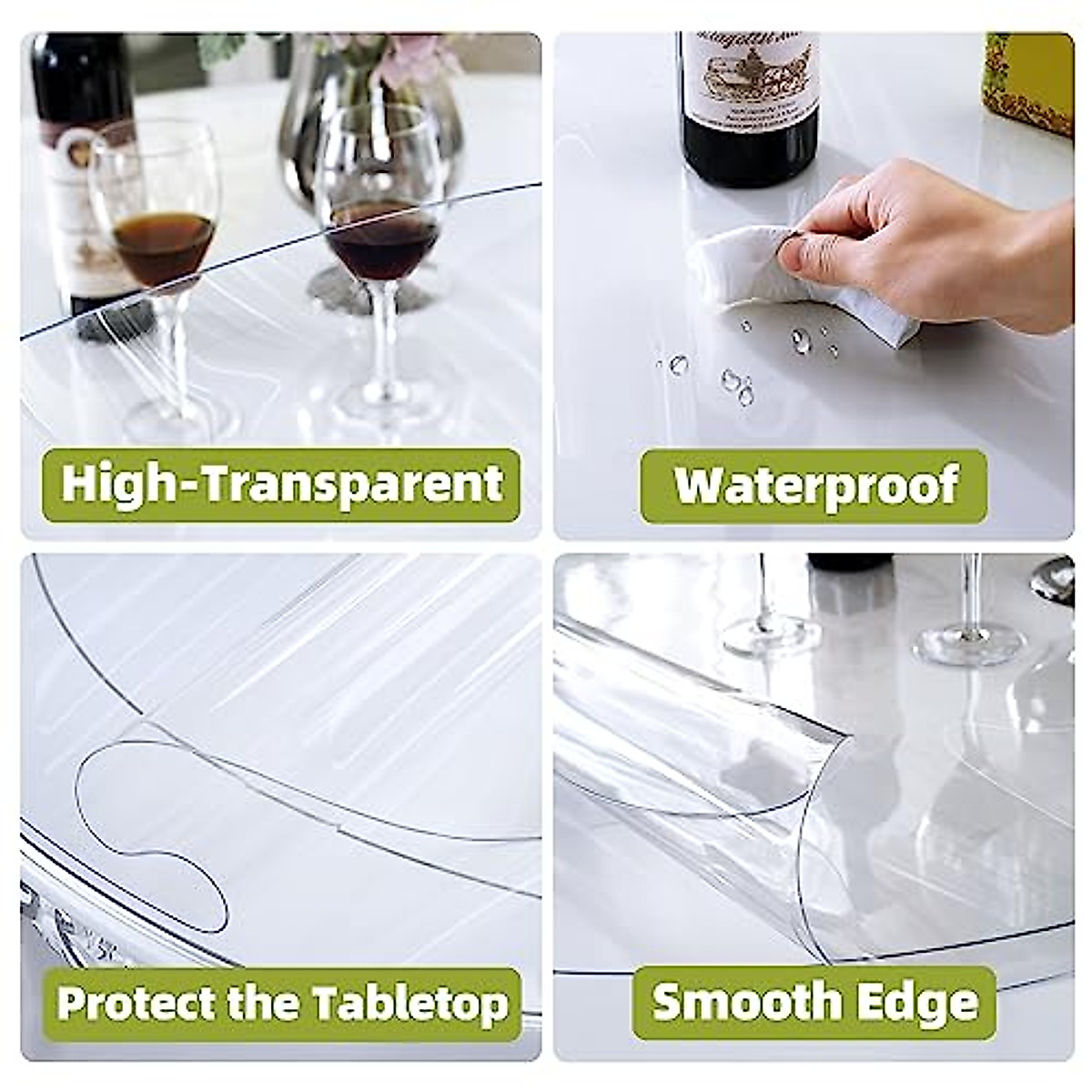 OstepDecor Clear Round Table Cover Protector, 1.5mm Thick 42 Inch Round Table Protector, Plastic Waterproof Dining Table Cover, Vinyl Circle Table Pad for Kitchen Dining Table Dining Room Table