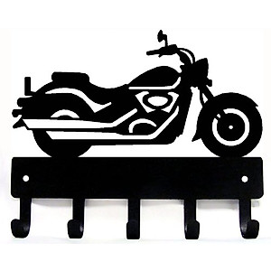 The Metal Peddler Cruiser Motorcycle Motorbike #12 Key Rack Holder for Wall - 9 inch Wide - Made in USA; Rider Gifts