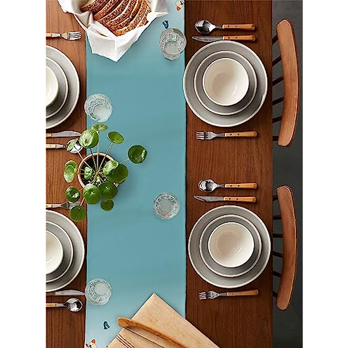 Lsrtoss Teal Ombre Table Runner 72 Inches Long Farmhouse Dress Scarves, Blue Orange Butterfly Modern Abstract Art Dining Tablerunner for Coffee Table/Kitchen Island/Party Décor, 18" x 72"