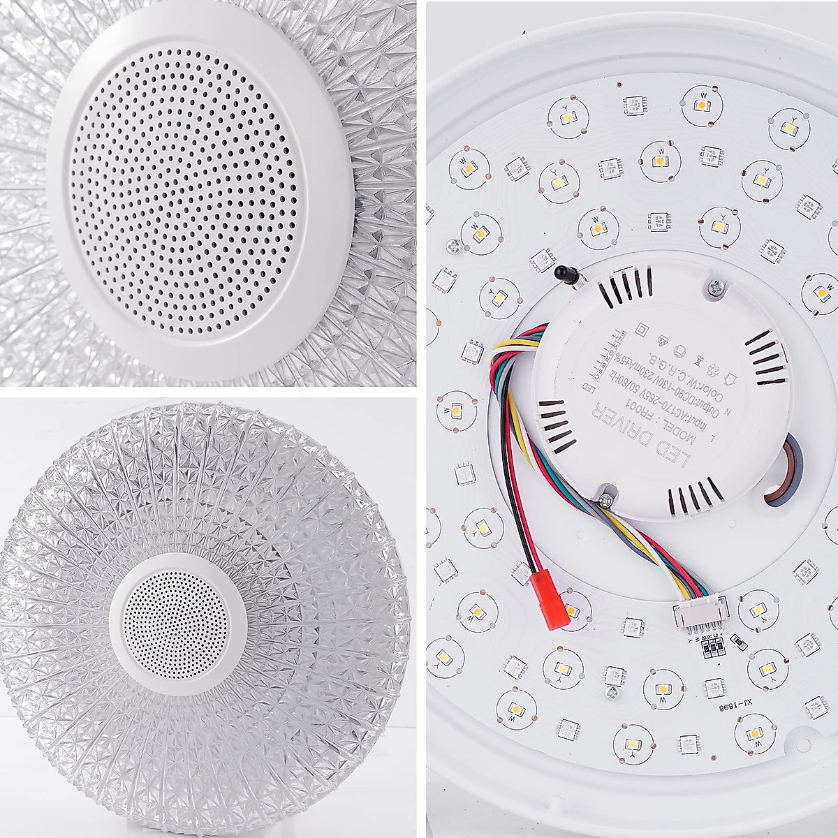 Mosasun 36W APP Remote Control Color Changing Ceiling Lamp with Bluetooth Speaker, Flush Mount LED Bathroom Music Ceiling Light for Kids Room, Laundry, Hallway