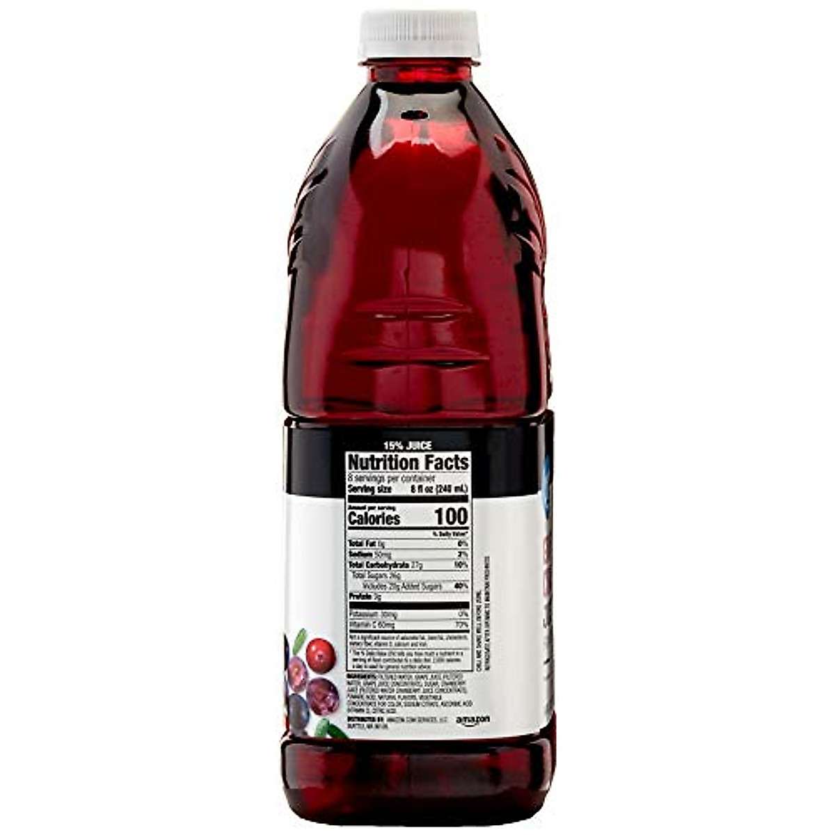 Amazon Brand - Happy Belly Grape Cranberry Juice Cocktail, 64 Fl Oz Bottle